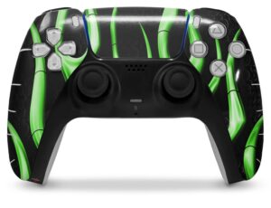 wraptorskinz skin wrap compatible with sony ps5 dualsense controller metal flames green (controller not included)