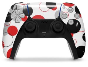 wraptorskinz skin wrap compatible with sony ps5 dualsense controller lots of dots red on white (controller not included)