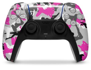 wraptorskinz skin wrap compatible with sony ps5 dualsense controller sexy girl silhouette camo hot pink fuschia (controller not included)