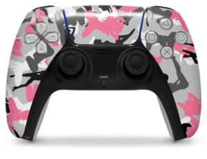 wraptorskinz skin wrap compatible with sony ps5 dualsense controller sexy girl silhouette camo pink (controller not included)