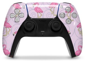 wraptorskinz skin wrap compatible with sony ps5 dualsense controller flamingos on pink (controller not included)