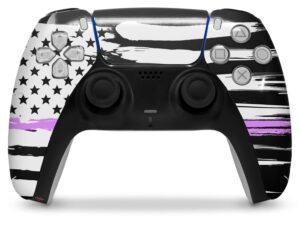 wraptorskinz skin wrap compatible with sony ps5 dualsense controller brushed usa american flag pink line (controller not included)