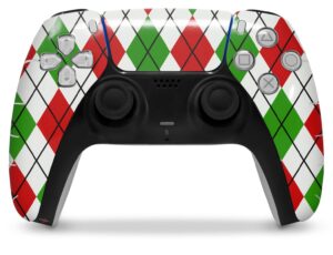 wraptorskinz skin wrap compatible with sony ps5 dualsense controller argyle red and green (controller not included)