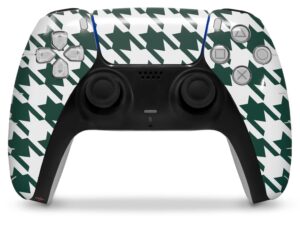 wraptorskinz skin wrap compatible with sony ps5 dualsense controller houndstooth hunter green (controller not included)