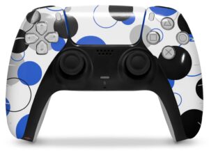 wraptorskinz skin wrap compatible with sony ps5 dualsense controller lots of dots blue on white (controller not included)