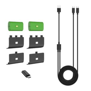 play & charge kit for xbox series x|s & xbox one controllers - surge dualcharge, 2x 1200mah rechargeable battery packs, charge cable (3m/10ft) usb-a to usb-c, controller backplates, micro-usb adapter