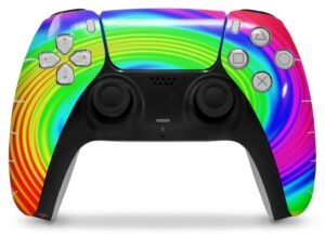 wraptorskinz skin wrap compatible with sony ps5 dualsense controller rainbow swirl (controller not included)