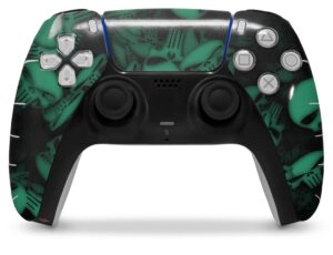 wraptorskinz skin wrap compatible with sony ps5 dualsense controller skulls confetti seafoam green (controller not included)