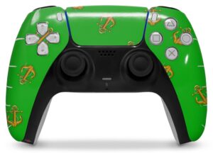 wraptorskinz skin wrap compatible with sony ps5 dualsense controller anchors away green (controller not included)