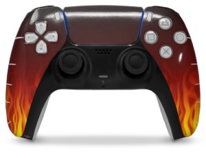 wraptorskinz skin wrap compatible with sony ps5 dualsense controller fire on black (controller not included)