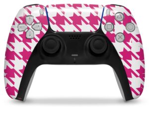 wraptorskinz skin wrap compatible with sony ps5 dualsense controller houndstooth hot pink (controller not included)