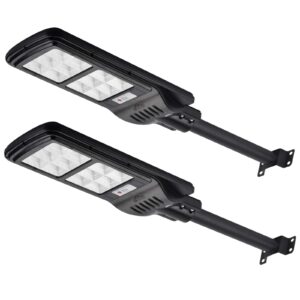 bestsen 200w solar street lights outdoor lamp, 288 led 10000 lumen, light control, ip65 waterproof dusk to dawn security led flood light for yard, garden, street, basketball court(2 pack)