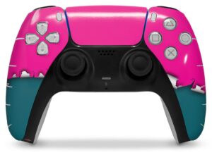 wraptorskinz skin wrap compatible with sony ps5 dualsense controller ripped colors hot pink seafoam green (controller not included)