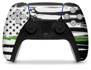 wraptorskinz skin wrap compatible with sony ps5 dualsense controller brushed usa american flag green line (controller not included)