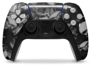 wraptorskinz skin wrap compatible with sony ps5 dualsense controller skulls confetti white (controller not included)