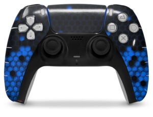 wraptorskinz skin wrap compatible with sony ps5 dualsense controller hex blue (controller not included)