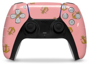 wraptorskinz skin wrap compatible with sony ps5 dualsense controller anchors away pink (controller not included)