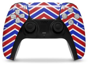 wraptorskinz skin wrap compatible with sony ps5 dualsense controller zig zag red white and blue (controller not included)