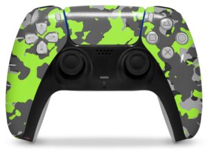 wraptorskinz skin wrap compatible with sony ps5 dualsense controller wraptorcamo old school camouflage camo lime green (controller not included)