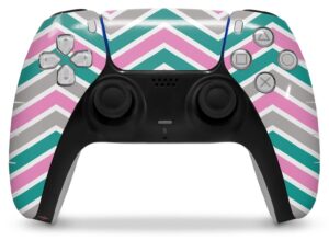 wraptorskinz skin wrap compatible with sony ps5 dualsense controller zig zag teal pink and gray (controller not included)