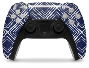 wraptorskinz skin wrap compatible with sony ps5 dualsense controller wavey navy blue (controller not included)