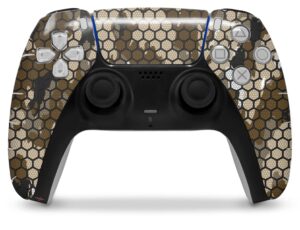 wraptorskinz skin wrap compatible with sony ps5 dualsense controller hex mesh camo 01 brown (controller not included)