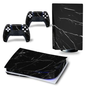 ps5 stickers full body vinyl skin decal cover for playstation 5 digital edition console controllers (cd version, black glass)