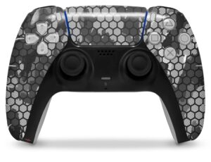 wraptorskinz skin wrap compatible with sony ps5 dualsense controller hex mesh camo 01 gray (controller not included)