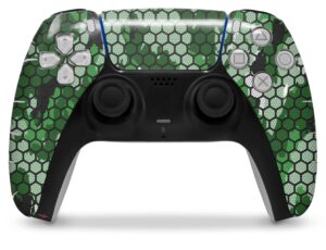 wraptorskinz skin wrap compatible with sony ps5 dualsense controller hex mesh camo 01 green (controller not included)