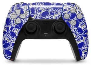 wraptorskinz skin wrap compatible with sony ps5 dualsense controller scattered skulls royal blue (controller not included)