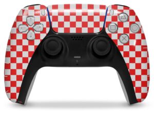 wraptorskinz skin wrap compatible with sony ps5 dualsense controller checkered canvas red and white (controller not included)