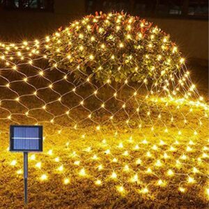 juesi christmas outdoor net lights, solar mesh lights bush lights christmas tree netting fairy lights for garden, patio, window, fence, bush, easter home decoration, 8 light modes