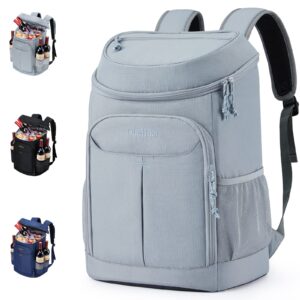 olarhike cooler backpack, soft leak-proof 30 cans insulated backpack cooler bag for picnics hiking camping (grey)