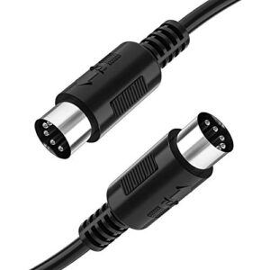 5 din midi cable, ancable 1-feet 5 pin din male to male plug midi cables with molded connector housing compatible with piano keyboard