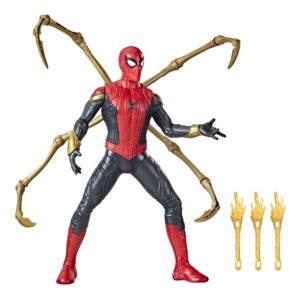 spider-man marvel deluxe 13-inch-scale thwip blast integrated suit action figure, suit upgrades, and web blaster accessory