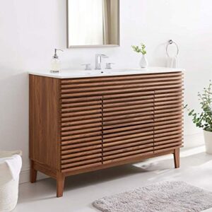 modway render vanity floor, single sink, walnut white