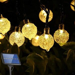 amystee update solar string lights outdoor 70 led 41 ft crystal globe lights with 8 lighting modes, waterproof solar powered patio lights for garden yard porch wedding party christmas decor