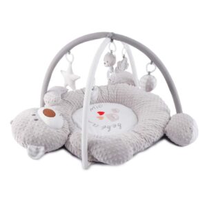 kuandarm grey bear shaped baby play mat with fitness frame cute pendants newborn activity centre toddler game blanket