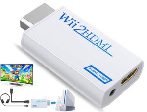 sartyee wii to hdmi converter, wii2 to hdmi for hd video audio output with 3.5mm audio jack, supports all wii display modes 1080p 720p, wii, wii u, hdtv, monitor, ntsc