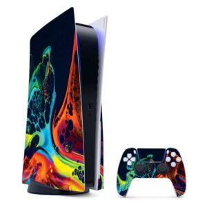 mightyskins gaming skin for ps5 / playstation 5 bundle - color splash | protective viny wrap | easy to apply and change style | made in the usa