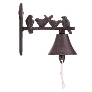 tofoan antique decorative doorbell-indoor outdoor manually shaking wall mounted medieval rustic door bell-garden home birds,horse,goose,vine cast iron bells-decoration bells (4 bird decorative bell)