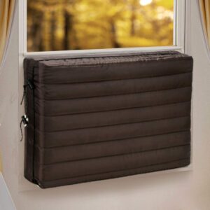 indoor air conditioner cover, ac unit covers for inside, 28 x 20 x 3.5 inches(l x h x d)-brown, with free drawstring