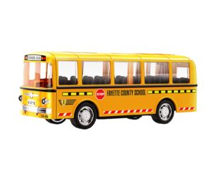 geyiie school bus toys, die-cast metal city cars for boy girls kids