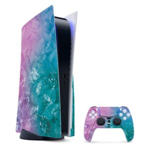 mightyskins gaming skin for ps5 / playstation 5 bundle - diamond grunge | protective viny wrap | easy to apply and change style | made in the usa