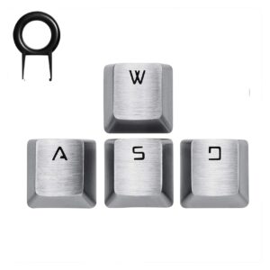 hallsen metal keycaps mechanical gaming keyboard wasd keycaps for fps & moba, upgraded stainless steel custom 60% keycaps kit with key puller for mechanical keyboard cherry mx switches (silver)