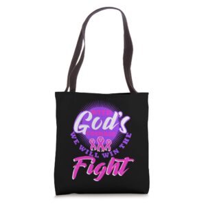 breast cancer awareness pink ribbon christian god chemo gift tote bag