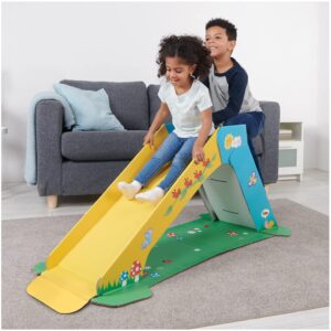 pop2play toddler playground indoor slide for kids – durable eco-friendly foldaway cardboard slide (sunny)