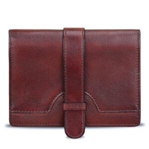 lrto genuine leather small purse wallet for women rfid-blocking handmade clutch wallets money clip card organizer (brown)