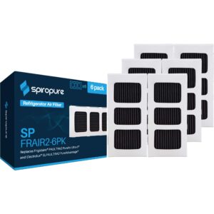 spiropure sp-frair2 refrigerator pure air filter replacement for 242047805, pure air ultra 2, pureair ultra ii, paultraii2pk, 5303918847, ap6285787, gf24, faf006, cf24, elpaultra2 (6 pack)