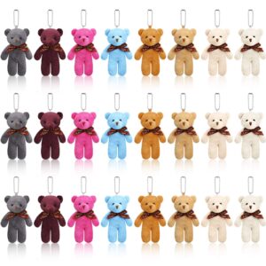 skylety 24 pcs 4.7 inch mini bear toy tiny bears doll bulk multicolor soft plush stuffed animals small bears for keychain diy craft baby shower birthday valentine's day gifts